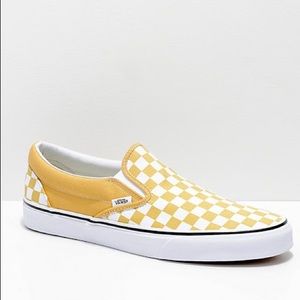 Vans | Shoes | White And Yellow Checkered Shoes | Poshmark